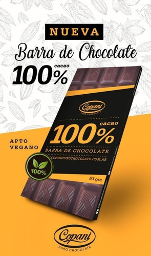 Chocolate 100% Cacao x 63 Grs (Copani) - Coquitos Venado